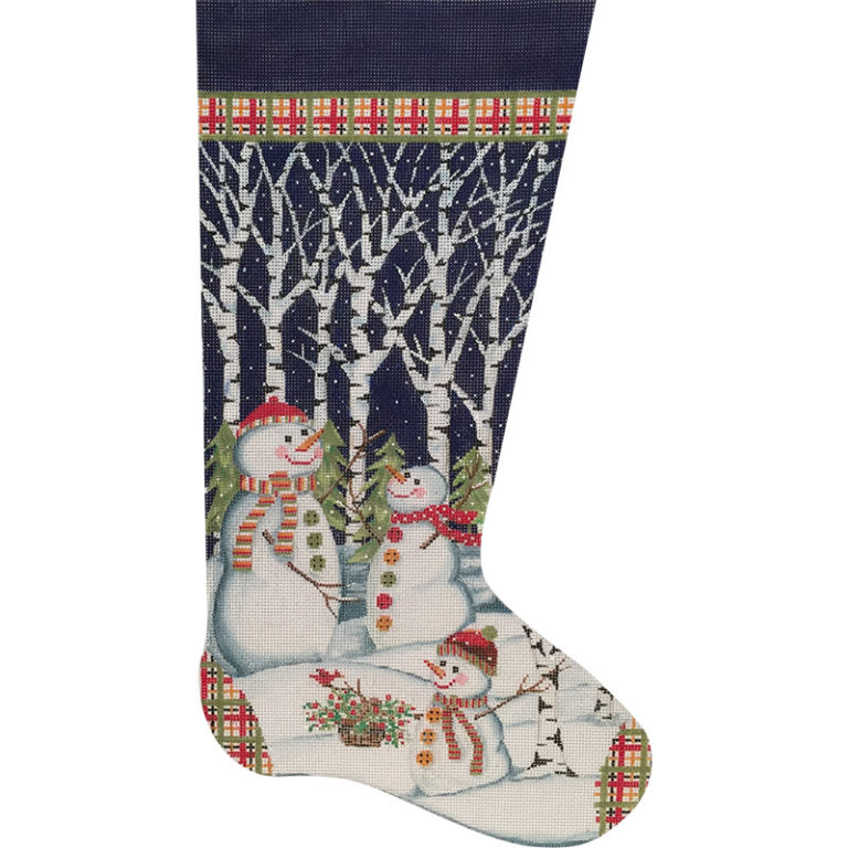 Snowmen in Trees Stocking | Alice Peterson Company